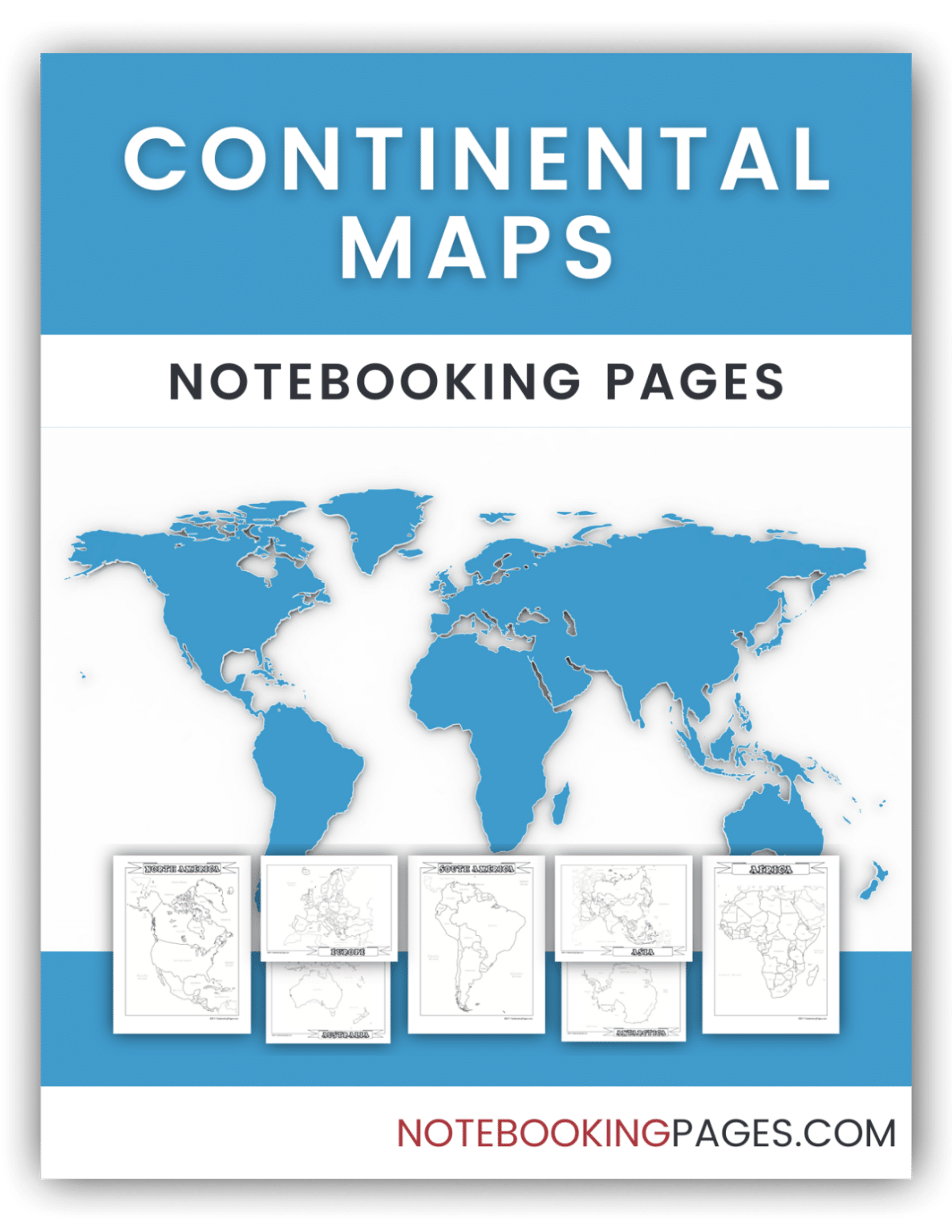 Continental Maps Notebooking Pages - NotebookingPages.com